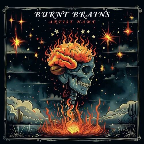 Burnt Brains - Fiery Rock Album Cover | Premade Metal Design